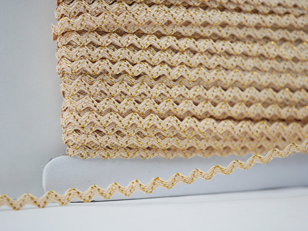 5 Yards Vanilla Tiny Rick Rack With Gold Metallic, Tiny Rick Rack, Mini ...