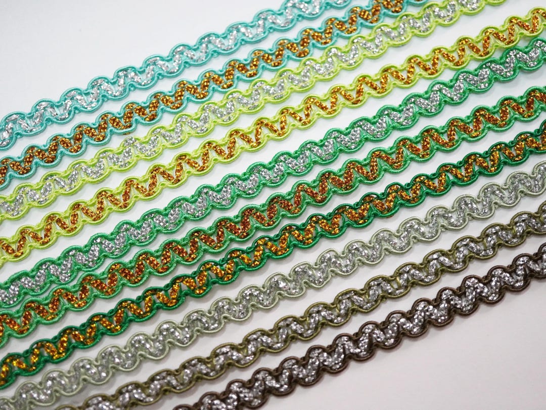 5 Yards Green Rick Rack With Silver/gold Metallic, Green Trim, Lime ...