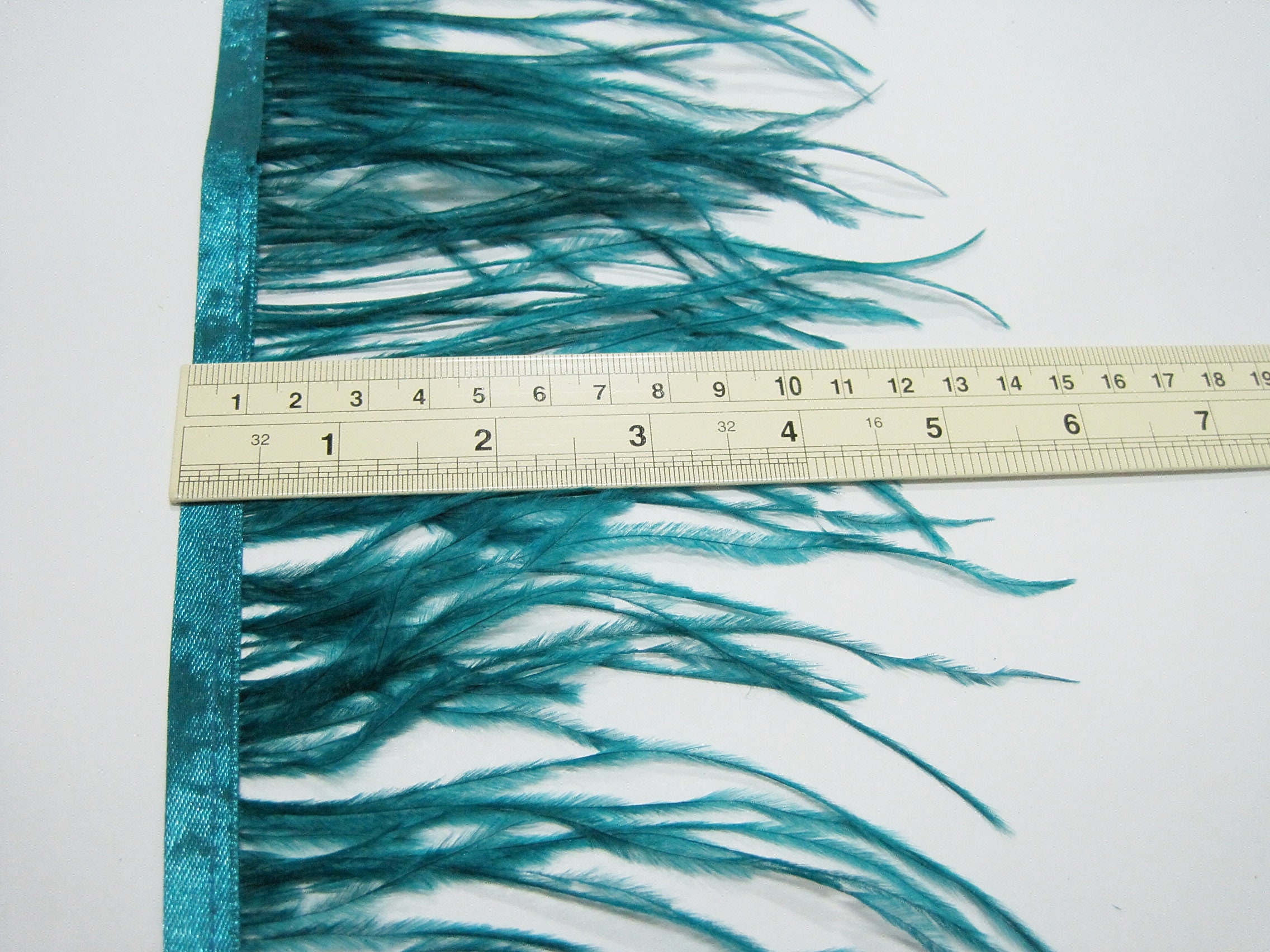 1 Yard Ostrich trim Teal Fringe Ostrich feather Ostrich | Etsy