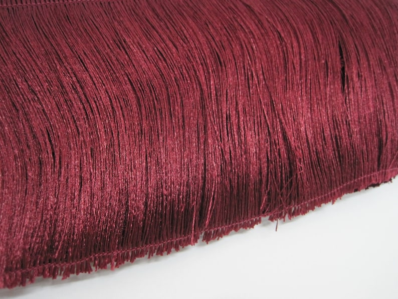 1 Yard 4" to 10" Burgundy Chainette Fringe, Red Trim, Fringe Tassel ...