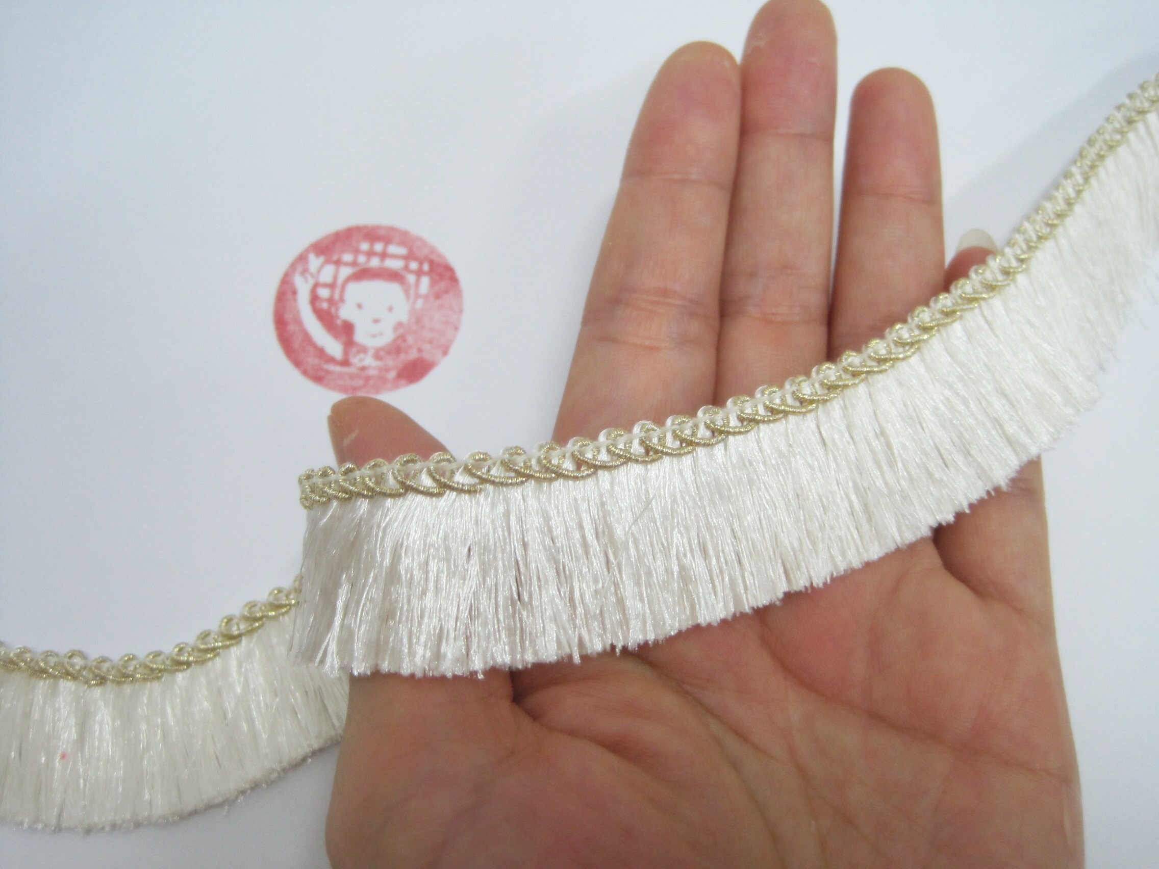 5 Yards Ivory Tassel Fringe Gold Metallic White Trim Fringe | Etsy