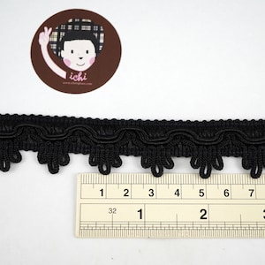 5 Yards Black Scalloped Loop Fringe, Vintage Lace, Loop Trim, Looped ...