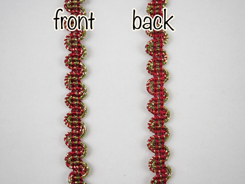 5 Yards Christmas Braid, Red Green With Gold Metallic Braid, Flat ...