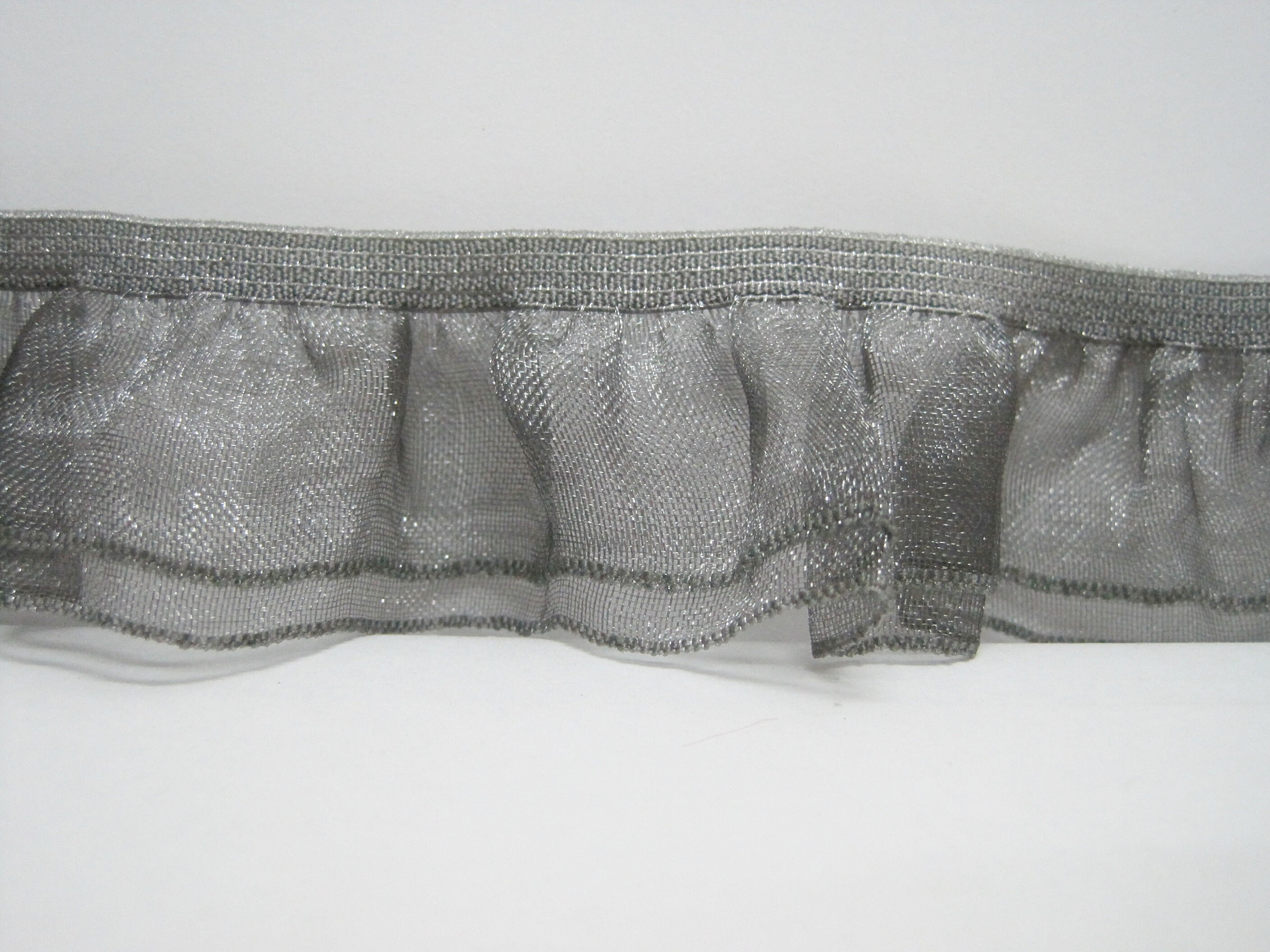 5 Yards Gray Organza Ruffle Elastic Trim 2-layers Chiffon | Etsy