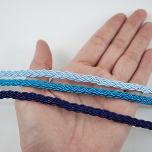 5 Yards 1/4" Blue Braided Cord, White Cord, Flat Braided Cord, Flat ...