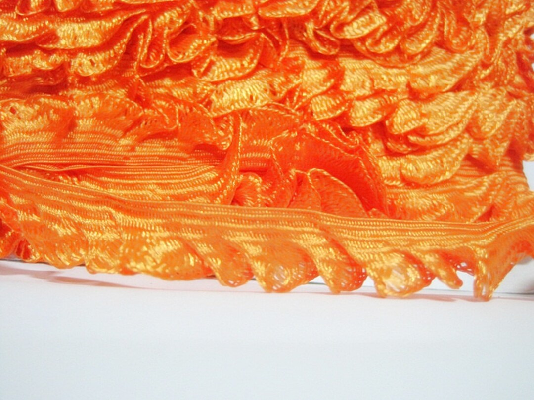 5 Yards Orange-red Ruffle Trim 1.4 Cm-wide, Ruffle Trim, Orange Trim ...