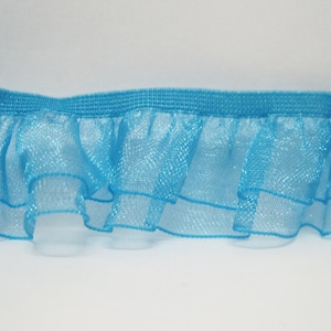 5 Yards Blue Organza Ruffle Elastic Trim 2-layers, Chiffon Ruffle Trim ...
