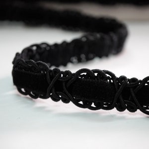 5 Yards 5/8" Black Braid With Velvet Ribbon Inserted, Black Braid Trim ...