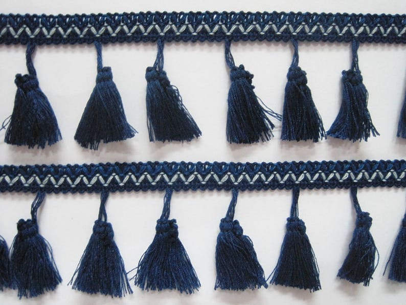 5 Yards Navy Blue Boho Tassel Fringe Tassel Trim Blue Tassel | Etsy