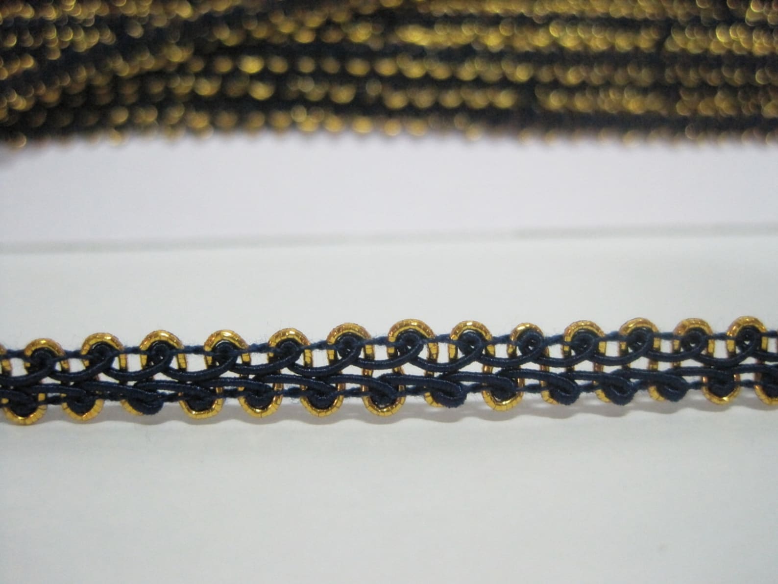 5 Yards 1/4 Navy Blue Gimp Braided Gold Edge Gimp | Etsy