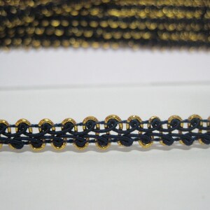 5 Yards 1/4" Navy Blue Gimp Braided Gold Edge, Gimp Braid, Braided Cord ...