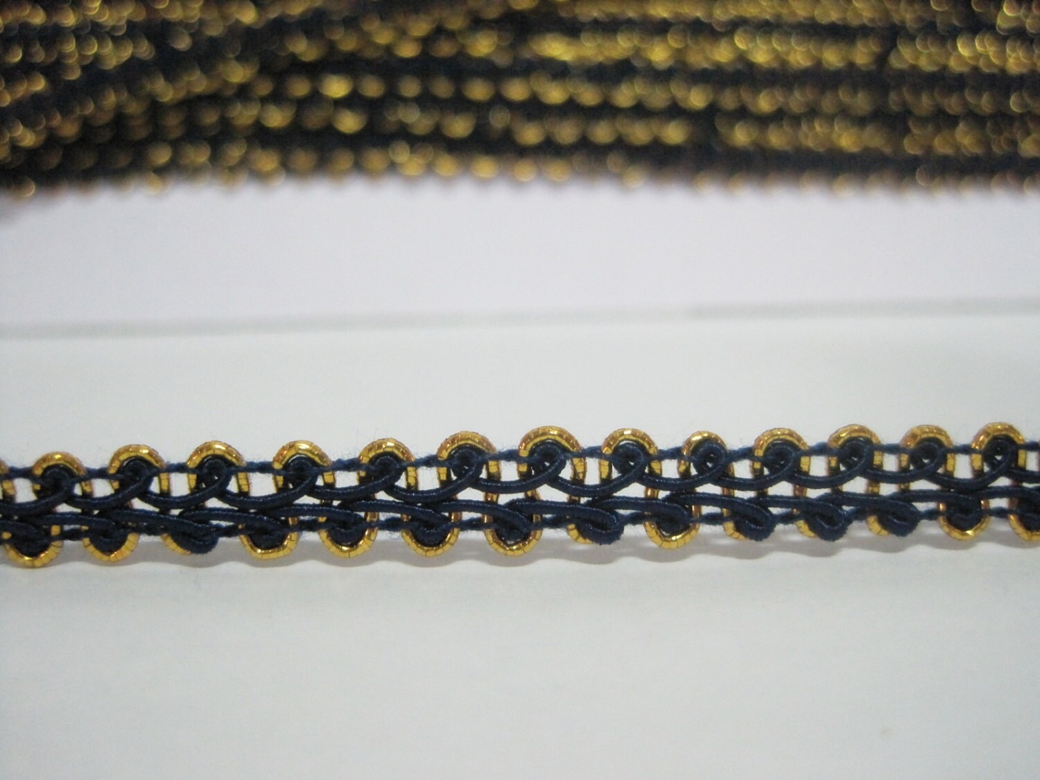 5 Yards 1/4 Navy Blue Gimp Braided Gold Edge Gimp | Etsy