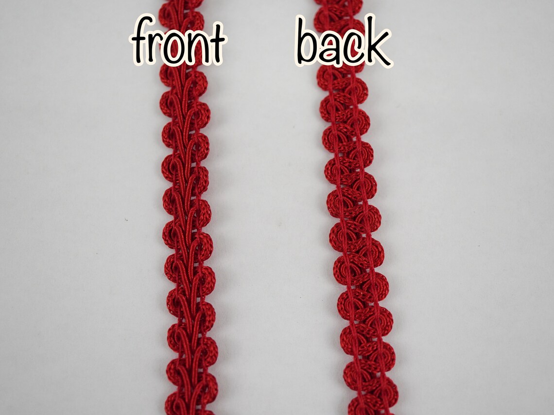 5 Yards 3/8" Red Gimp Braided Trim, Gimp Braid, Braided Cord, Braided ...