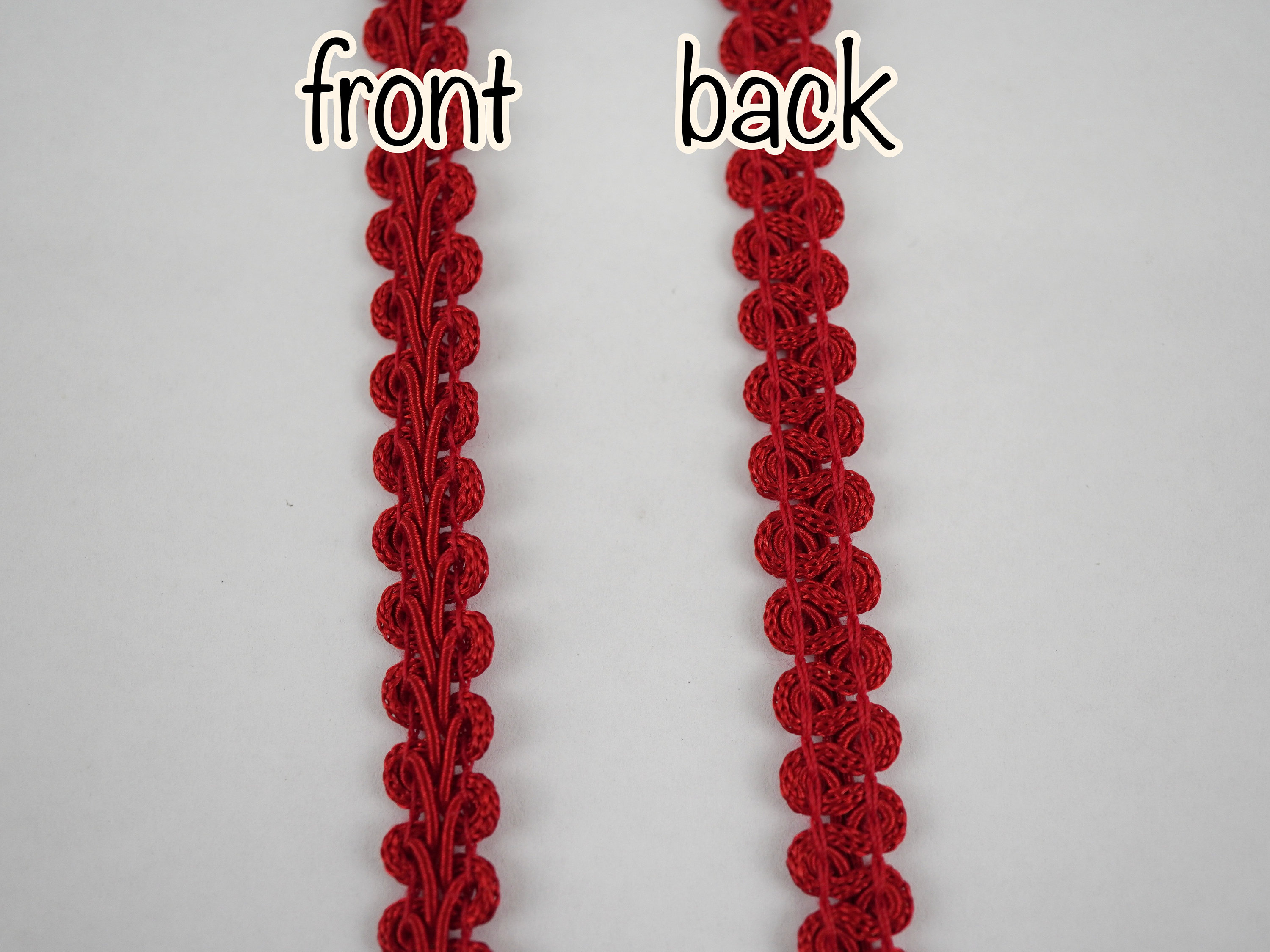 5 Yards 3/8" Red Gimp Braided Trim, Gimp Braid, Braided Cord, Braided ...