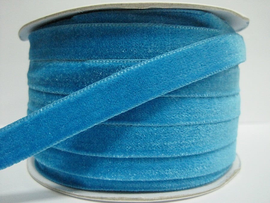 5 yards 1/2 Turquoise Velvet Ribbon Blue Ribbon Ribbon | Etsy