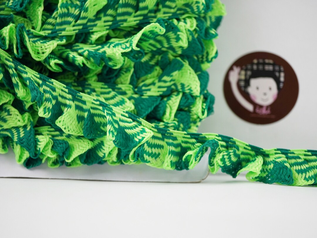 5 Yards Lime Green-pine Green Ruffle Trim, Ruffle Lace, Pleated Trim ...