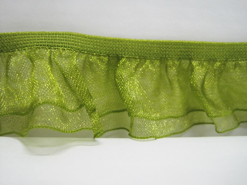 5 Yards Olive Green Organza Ruffle Elastic Trim 2-layers - Etsy