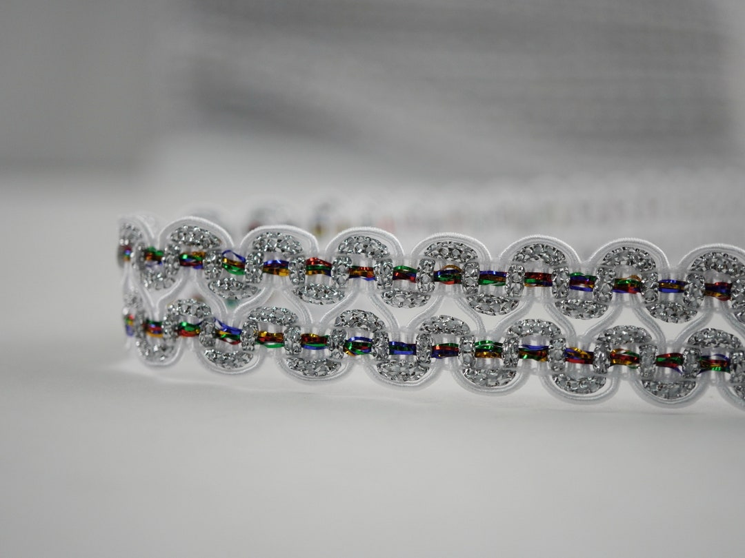 5 Yards 5/8" White-silver Metallic Braid, Silver Lace, Silver Braided ...