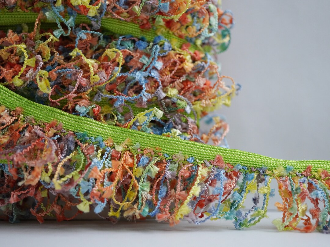 5 Yards Lime Green Multicolored Loop Trim, Multicolored Tassel Trim ...