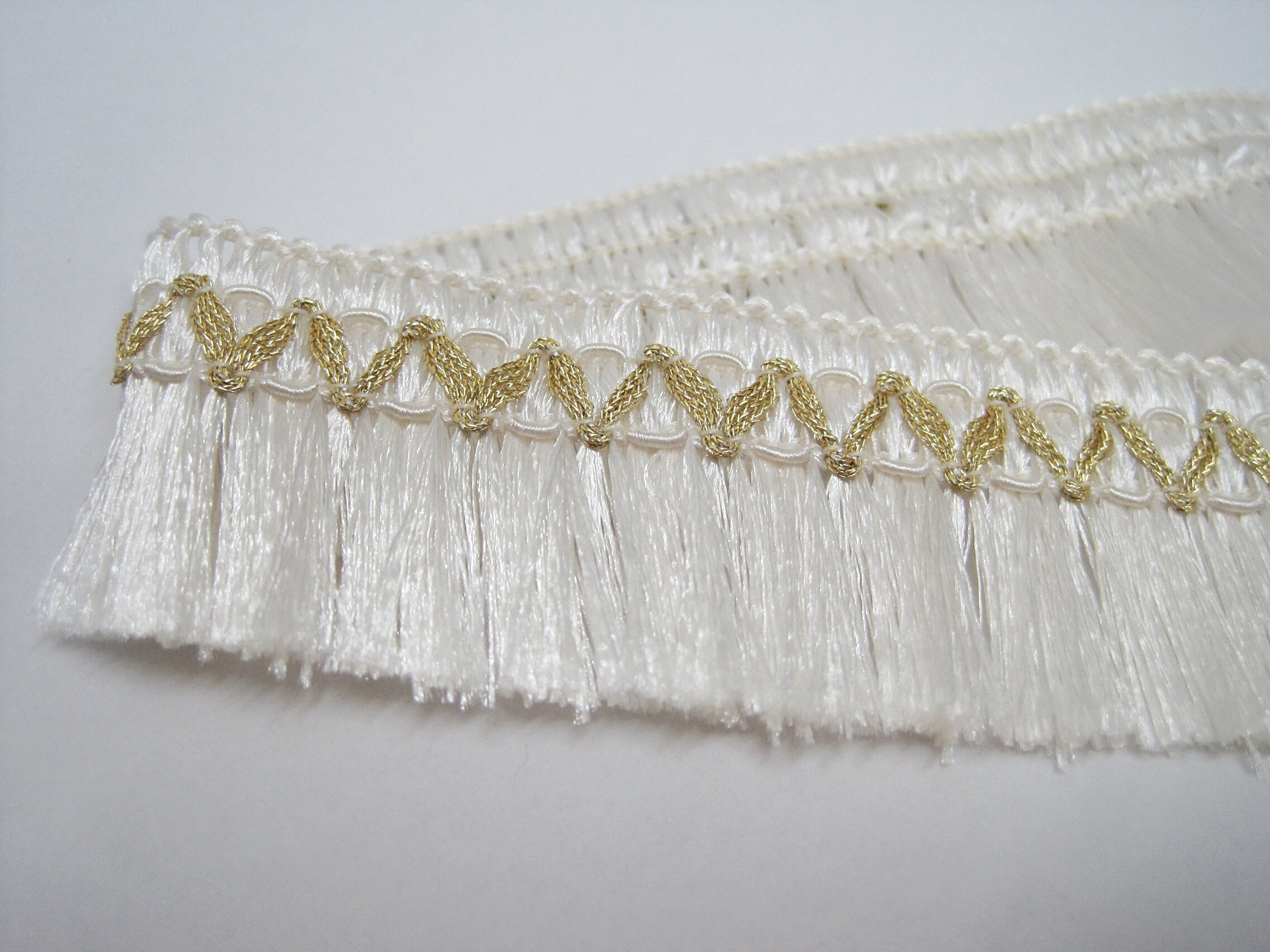 5 Yards Ivory Tassel Fringe Gold Metallic White Trim Fringe | Etsy