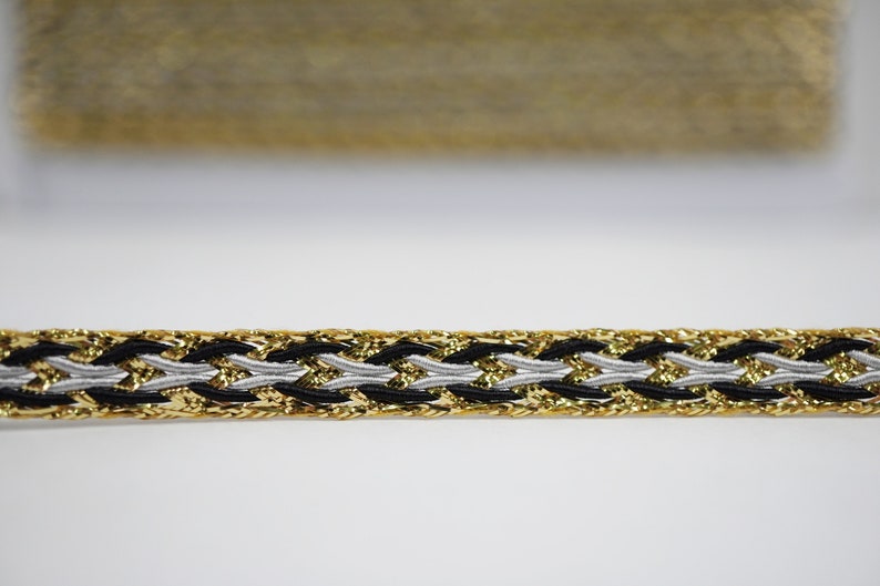 5 Yards Black-silver Gold Metallic Braid Gimp Braid Flat - Etsy