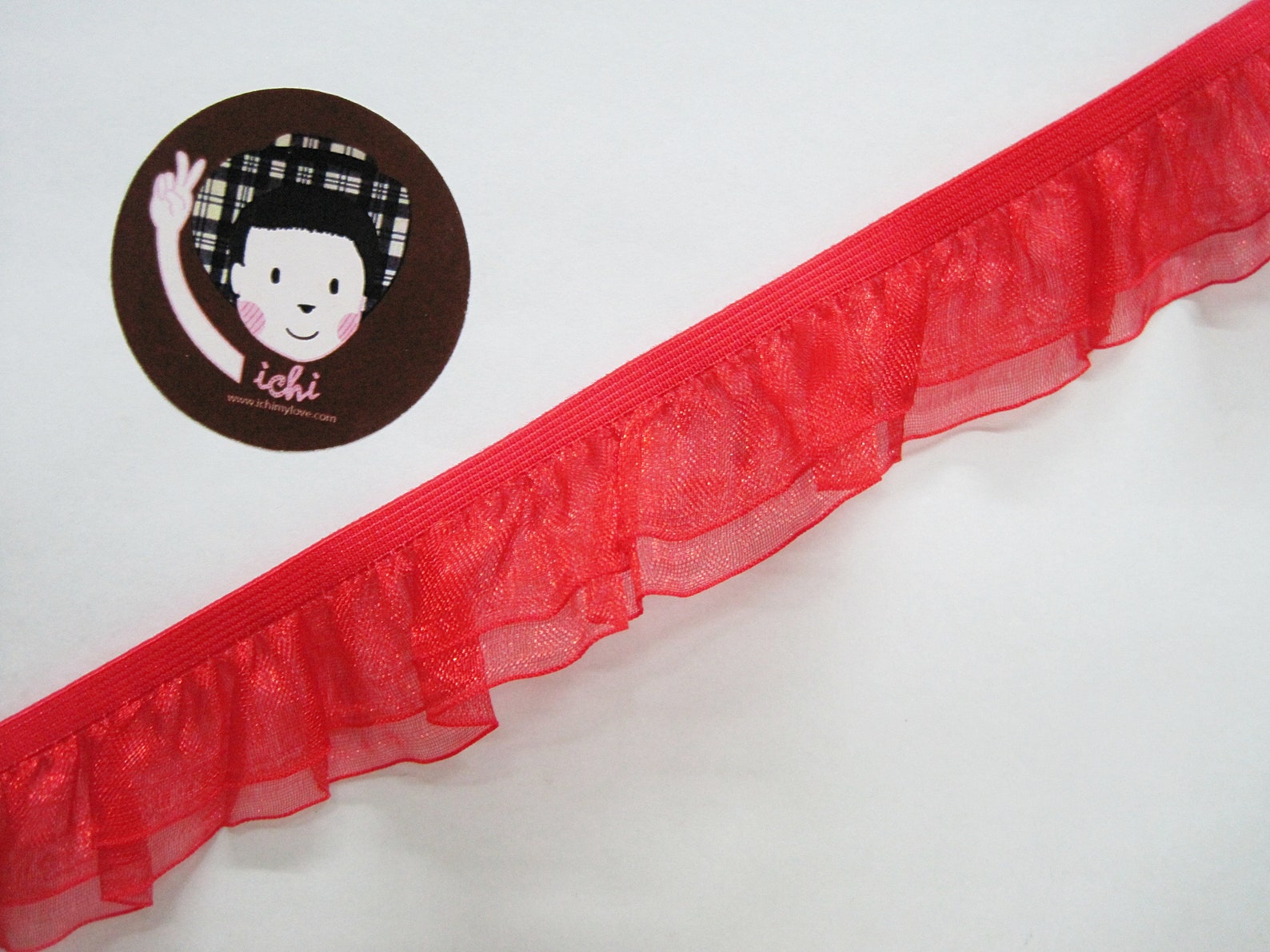 5 Yards Red Organza Ruffle Elastic Trim 2-layers, Chiffon Ruffle Trim ...