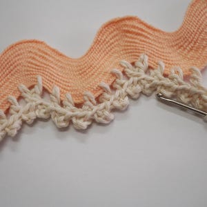Peach Pink Crocheted Rick Rack Trim, Handmade Crochet Lace, Jumbo Rick ...