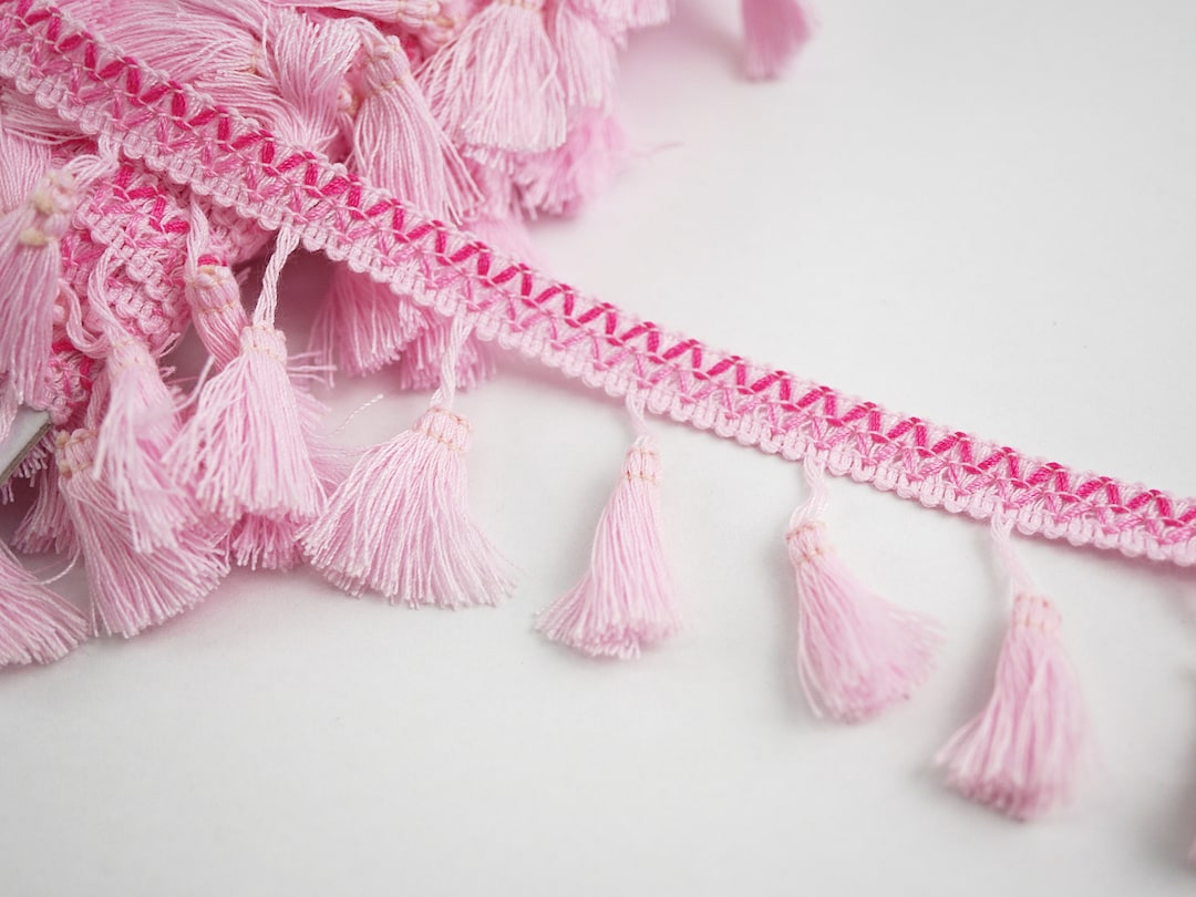 5 Yards Soft Pink Boho Tassel Fringe, Tassel Trim, Pink Tassel Fringe ...