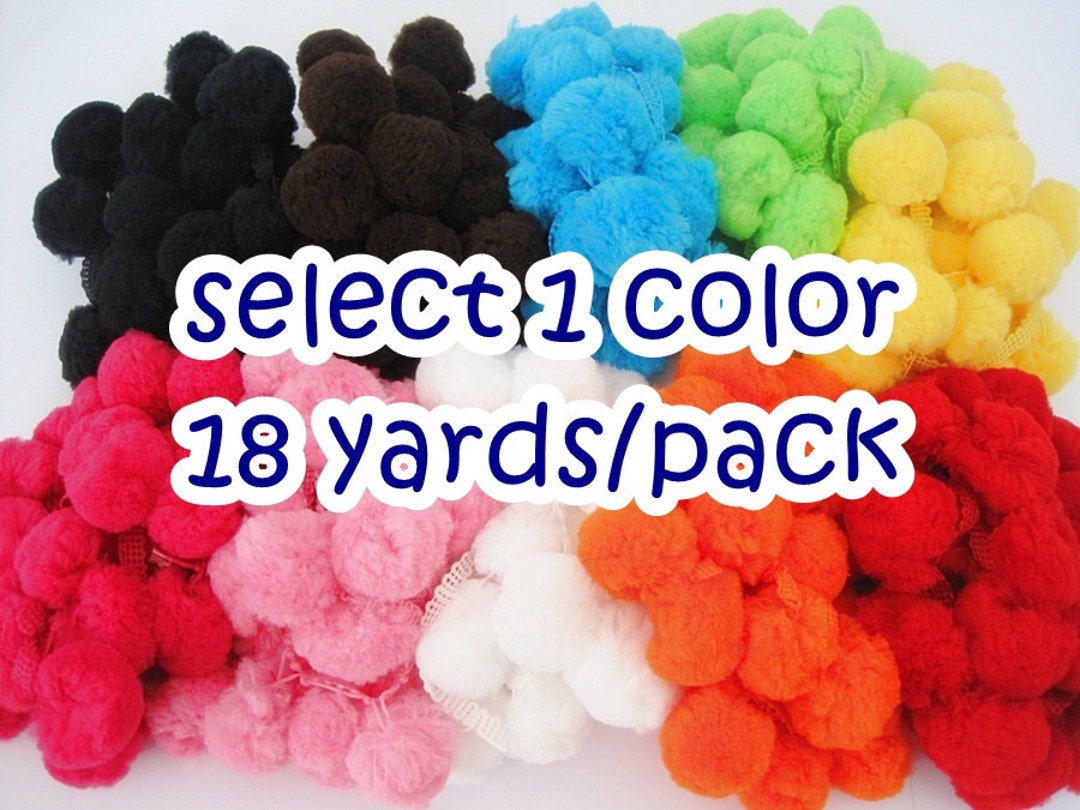 1 Pack (18 Yards) Jumbo Pom Pom Trim (pom Size 3.5 Cm), Extra Large Pom ...