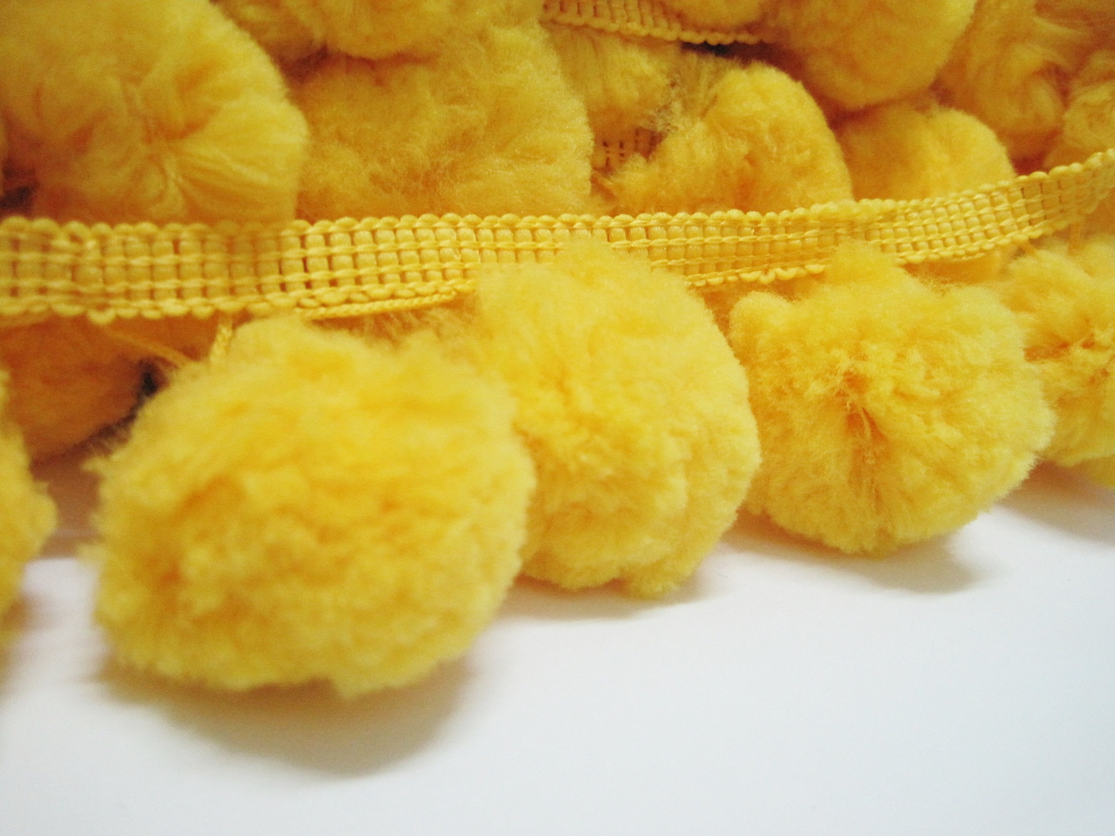 5 Yards 3.5 cm Jumbo Pom Pom Trim Bright Yellow Pom Pom Trim | Etsy
