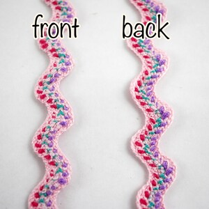 5 Yards Pink Embroidered Rick Rack, Embroidered Vine Rick Rack, Plaited ...