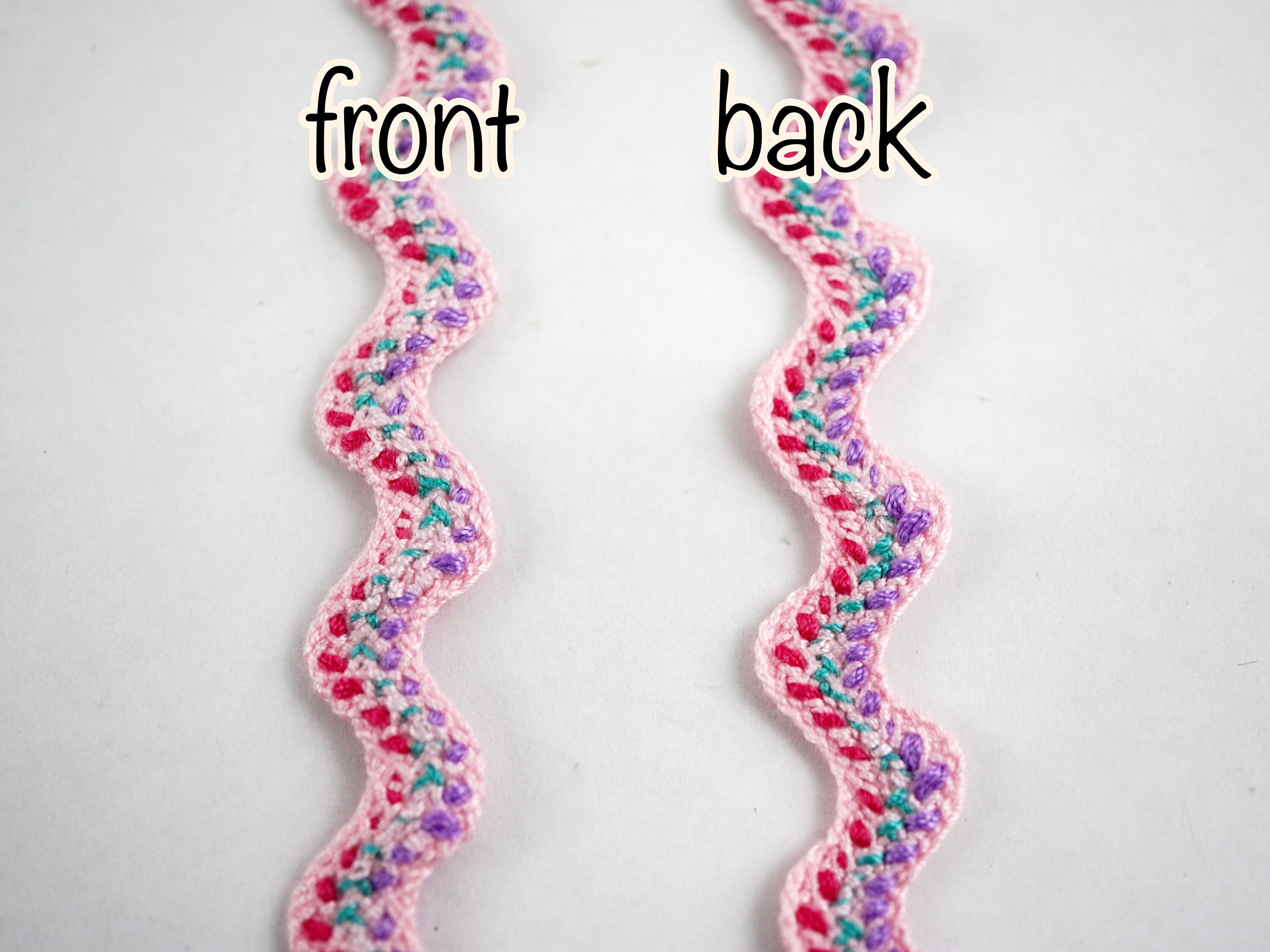 5 Yards Pink Embroidered Rick Rack, Embroidered Vine Rick Rack, Plaited ...