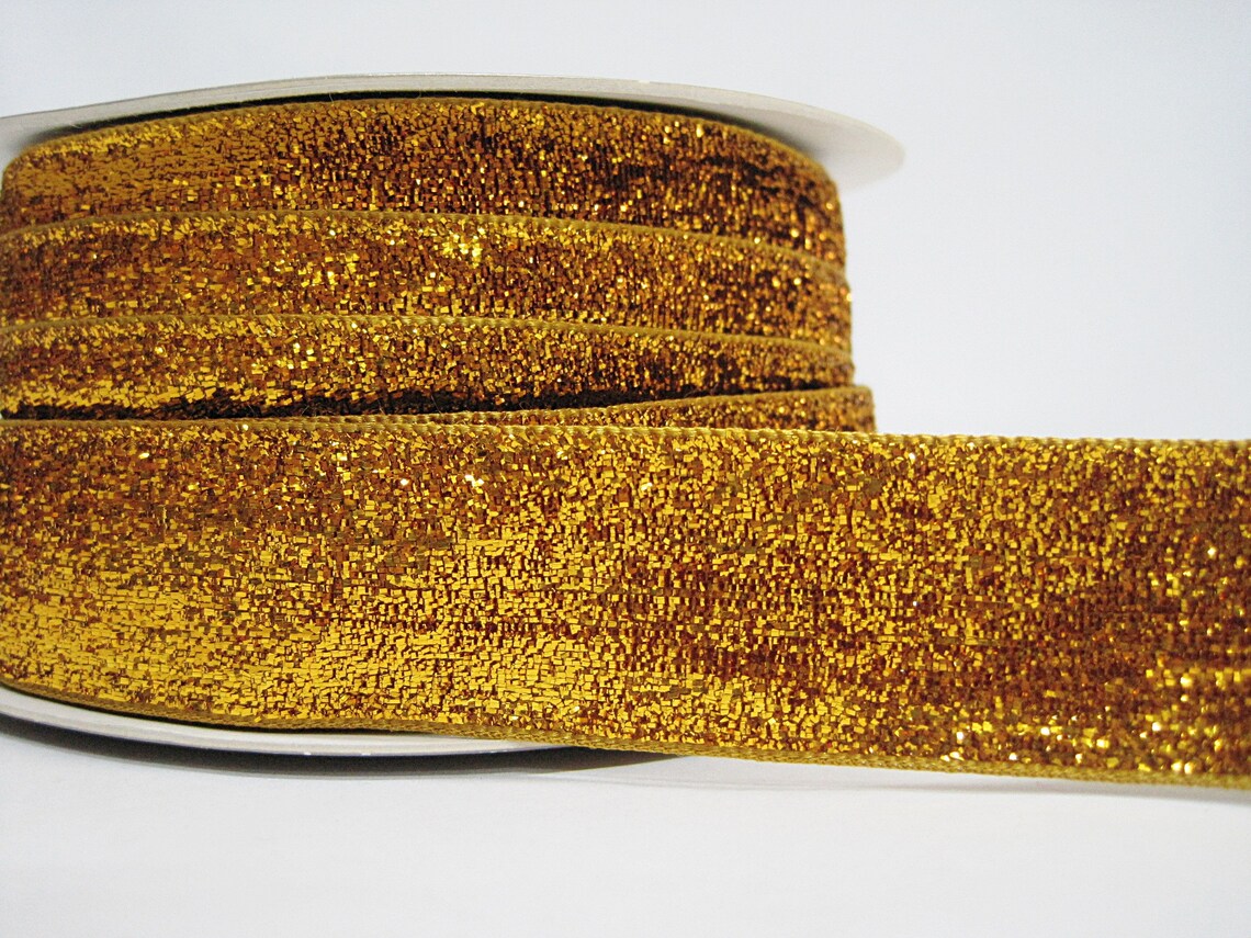 5 Yards 1 Classic Gold Glitter Ribbon Wide Glitter | Etsy