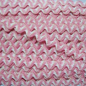 5 Yards Pink Baby Rick Rack Trim With Gold Glitter, Wholesale Trim, Ric ...