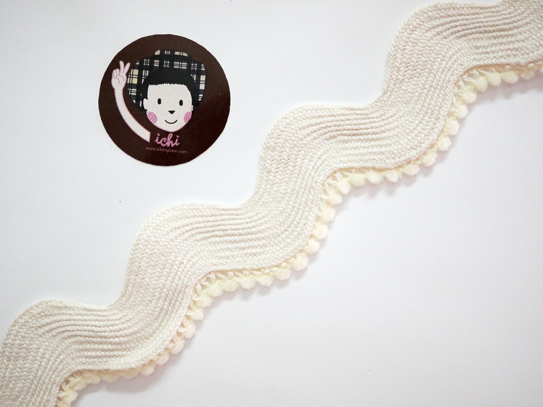 5 Yards Ivory Jumbo Rick Rack Trim With Cream Tiny Pom Pom, Ivory Rick ...