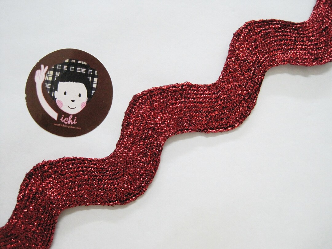 5 Yards Red Jumbo Metallic Rick Rack Trim, Metallic Rick Rack, Metallic ...