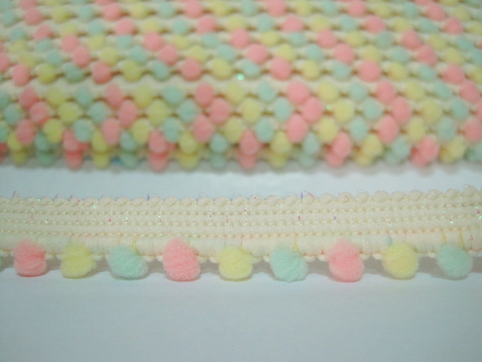 5 Yards Mini Pom Pom Trim, Pastel Sparkly (pom Size 0.5 Cm), Pom Pom ...