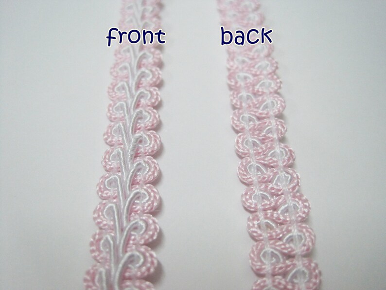 5 Yards 3/8" White-soft Pink Gimp Braided Trim, Gimp Braid, Braided ...