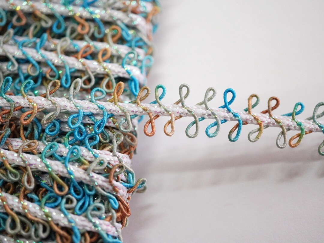 5 Yards White Sparkly Multicolored Picot Trim, Picot Edge Trim, Double ...