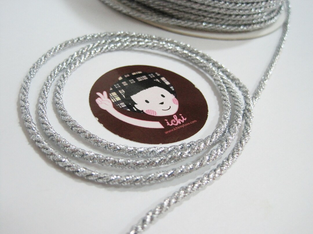 5 Yd 2.5 Mm Silver Metallic Twisted Cord, Silver Twisted Cord, Braided ...