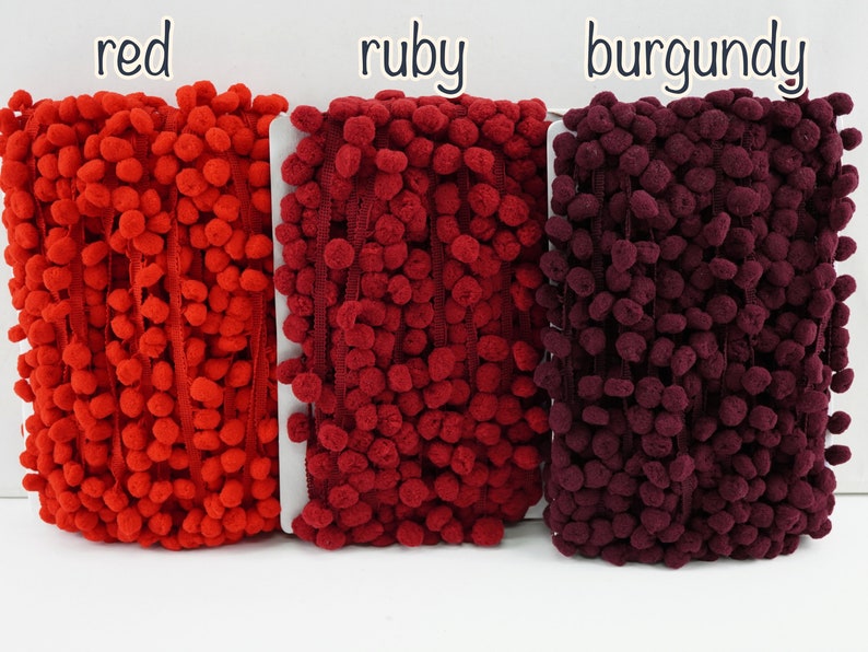 5 Yards 1.2 Cm Red Pom Pom Trim, Red Pom Pom Fringe, Pom Pom Fringe ...
