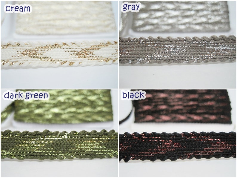 5 Yards Green Metallic Ribbon, Flat Braided, Flat Ribbon, Metallic ...