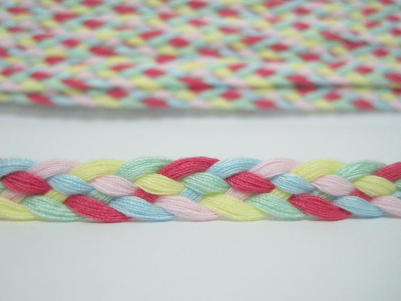 5 Yards Braided Trim, Multicolored Trim, Flat Braided Cord, Braided ...