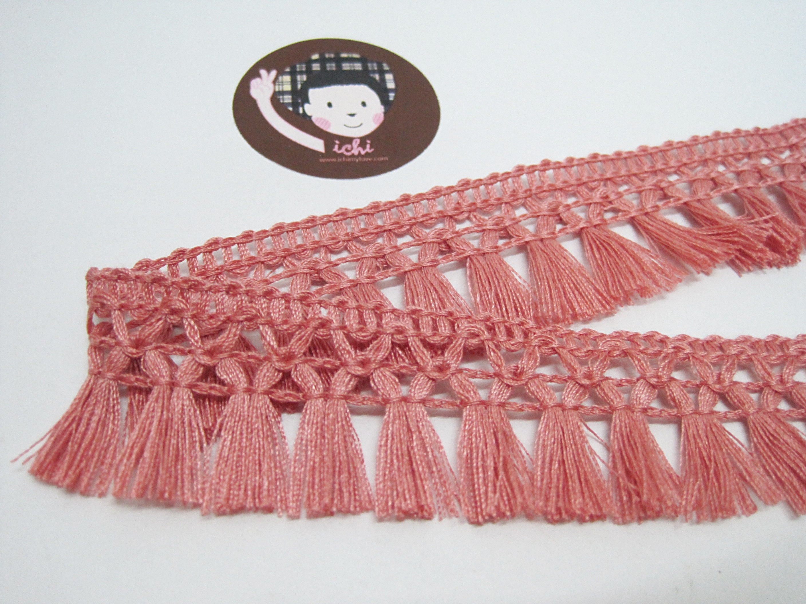 5 Yd 1-1/4 Rose Pink Cotton Tassel Trim Pink Trim Pink | Etsy