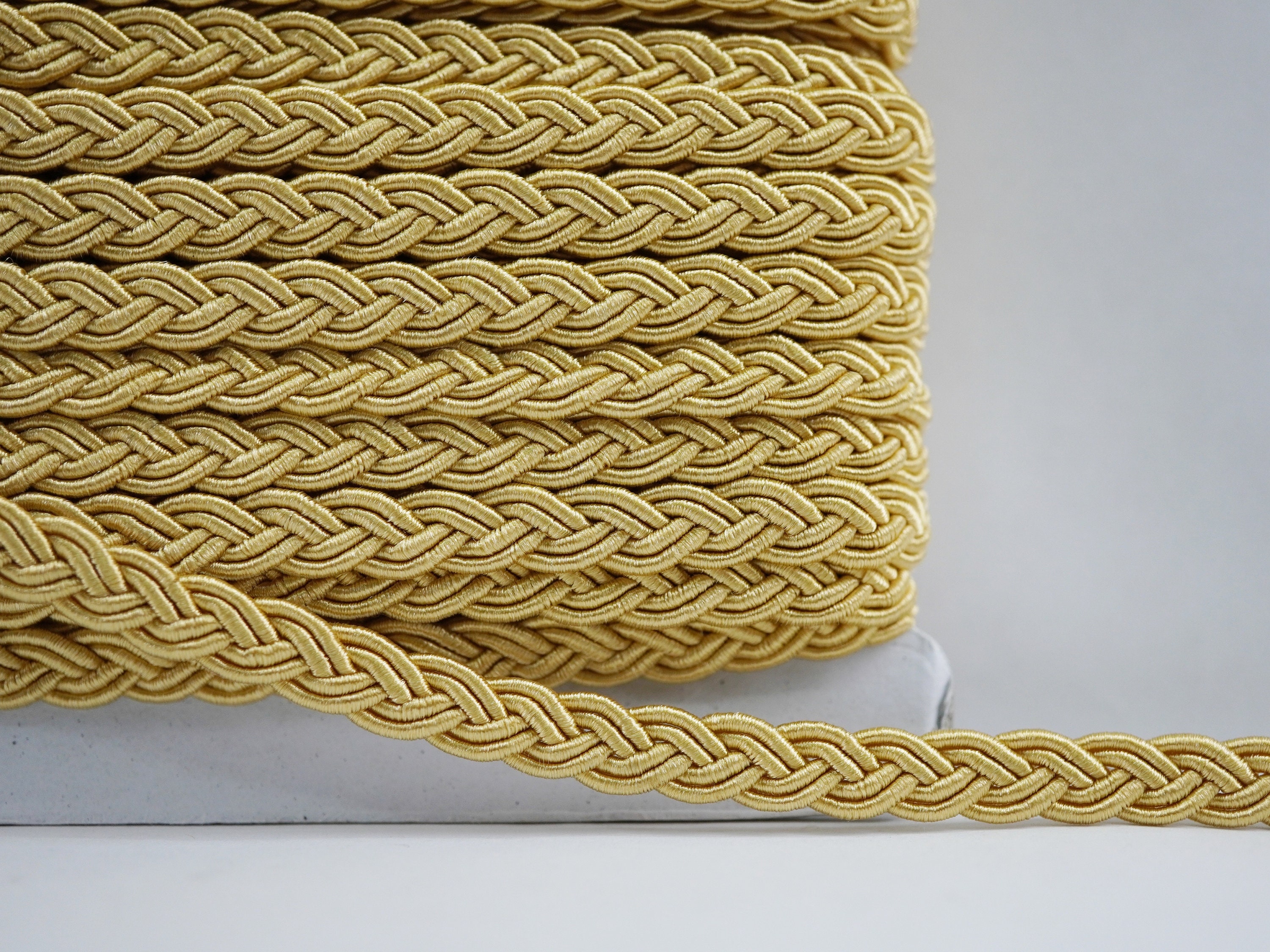 5 Yards 1/4" Gold Braided Cord, Gold Cord, Flat Braided Cord, Flat Cord ...