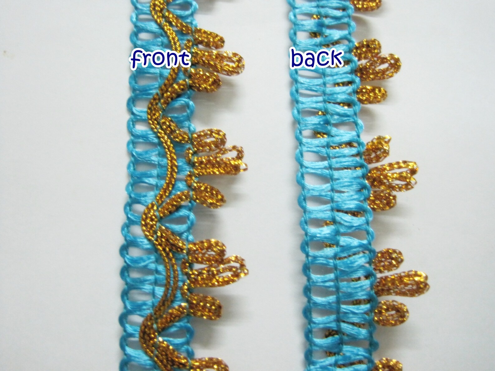 5 Yards 1" Lace Trim, Turquoise-gold Lace Trim, Wide Lace, Gimp Braid ...