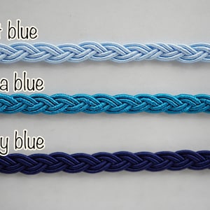 5 Yards 1/4" Blue Braided Cord, White Cord, Flat Braided Cord, Flat ...