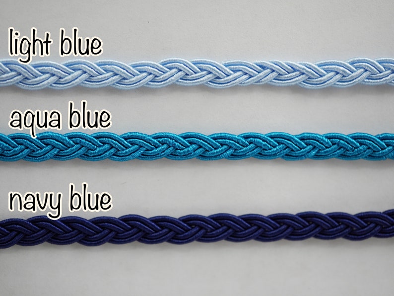 5 Yards 1/4 Blue Braided Cord White Cord Flat Braided - Etsy
