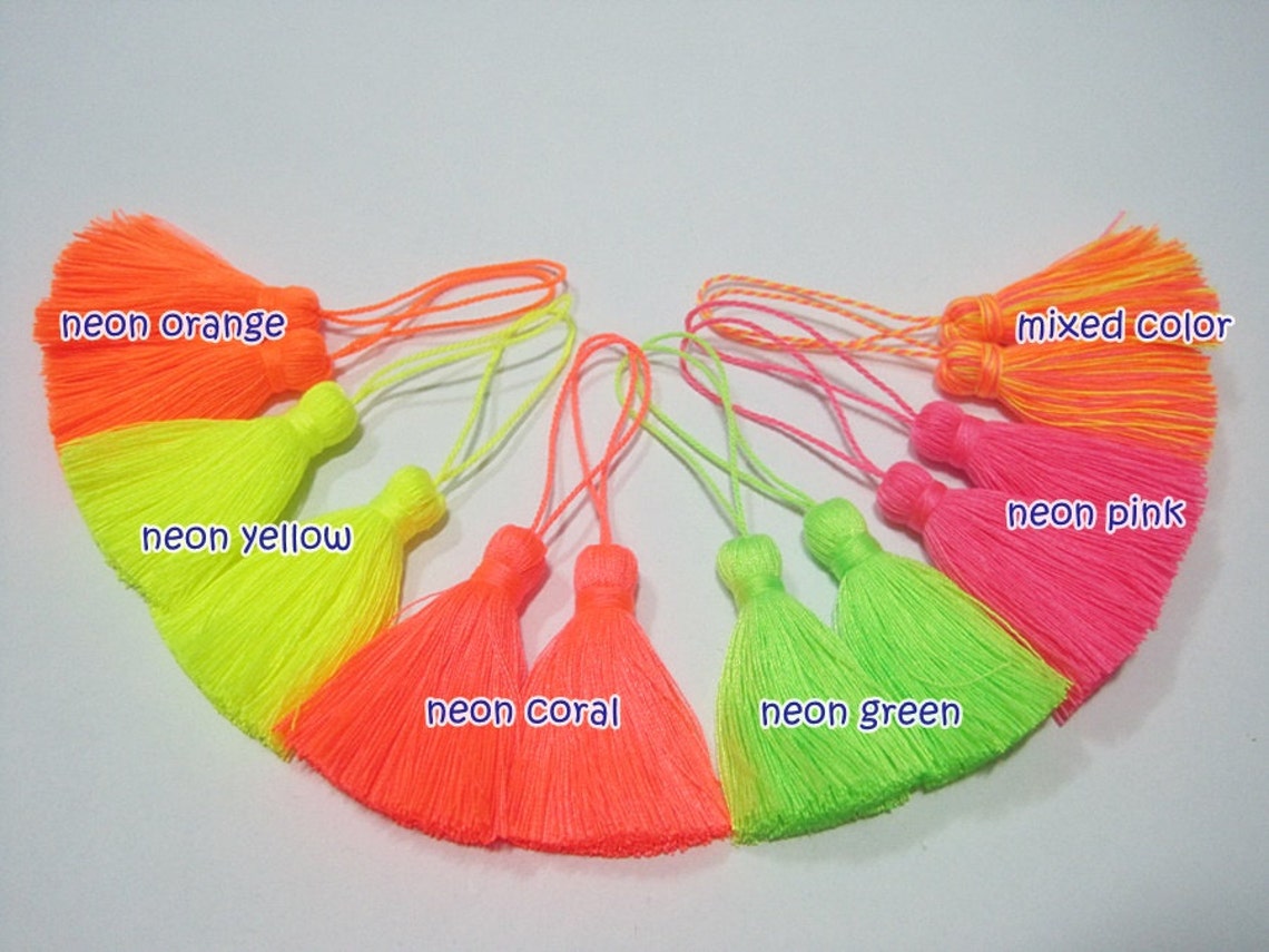 12 Pieces Neon Cotton Tassel Mini Tassel Colorful Tassel - Etsy