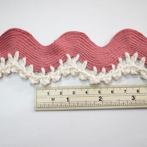 Rose Pink Crocheted Rick Rack Trim, Handmade Crochet Lace, Jumbo Rick ...